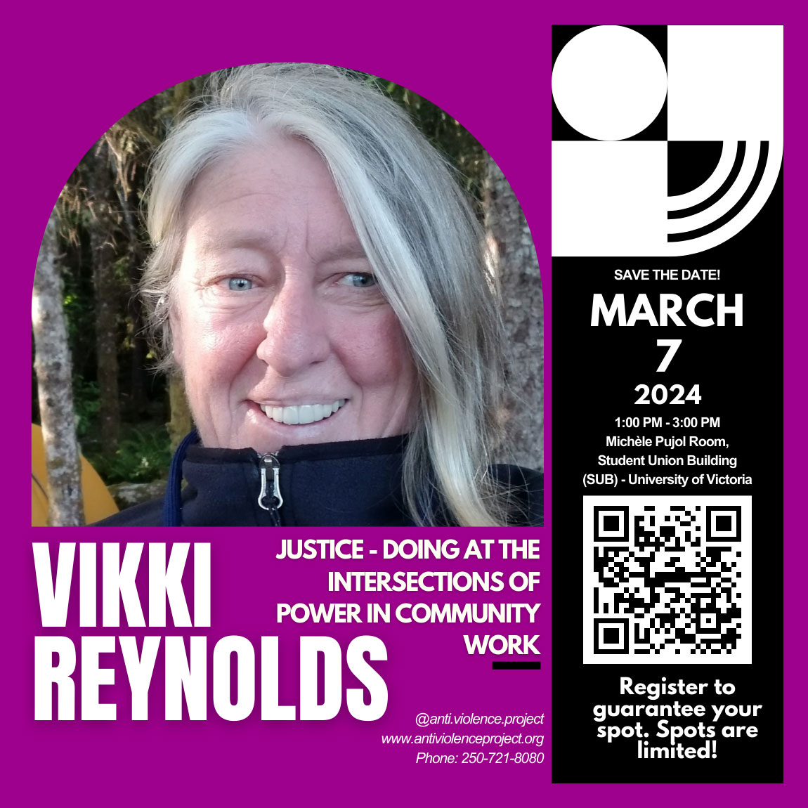 Public talk by Dr. Vikki Reynolds, March 7 - The Anti-Violence Project